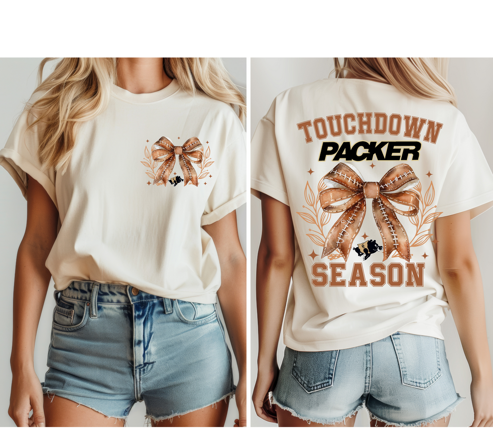 Adult Colquitt County Packers Football Touchdown Season Bow T-Shirt ...